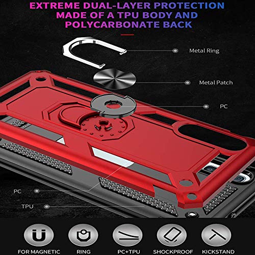 DuoLide for Huawei Y9 2019 / Enjoy 9 Plus Case (Not for Y9 Prime 2019) with Tempered Glass Screen Protector,Hybrid Heavy Duty Dual Layer Anti-Scratch Shockproof Defender Kickstand Case, Black
