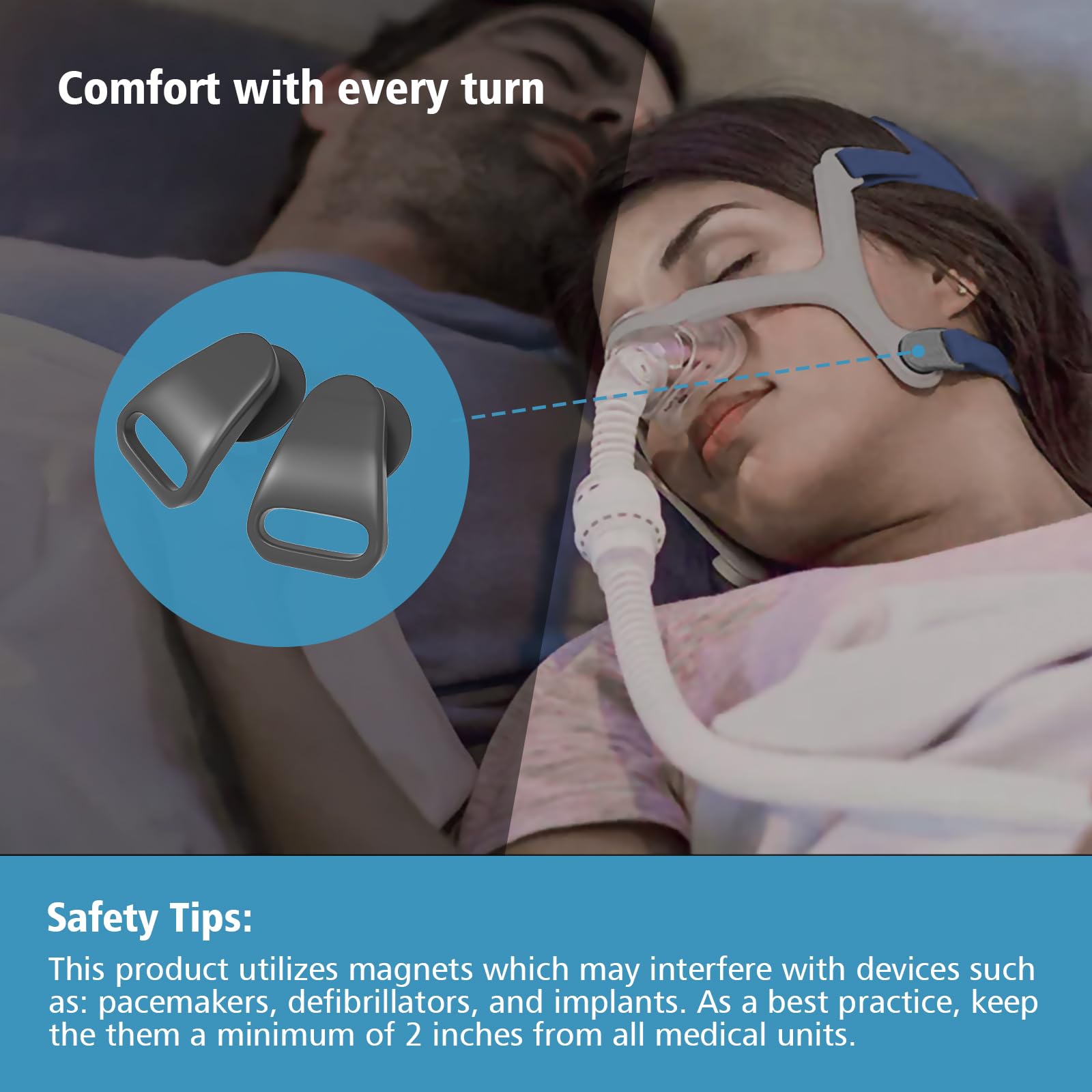 Magnetic Clips For DreamWisp And Wisp 2 Pairs CPAP/BiPAP Mask Headgear Clips Compatible With Respironics Wisp And DreamWisp Nasal CPAP Masks (Gray)