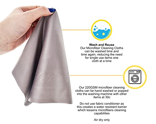 Ed Hicks 3 Large Premium Microfiber TV Screen Cleaning Cloths [12” x 12”] for Cleaner LCD LED OLED Screens, iPad, Laptop Computer | Storage Pouch | Chemical Free | Anti-Static | 1 Black 1 Blue 1 Grey