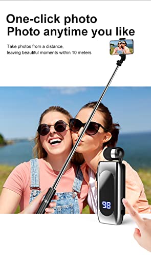 Bluetooth Headset,30Hrs HD Talktime Bluetooth Earpiece,Digital Display Battery lavalier Wireless Earphones,Hands Free Noise Reduction Retractable,Wireless Earbuds(Silver, 90 Days Free Replacement).