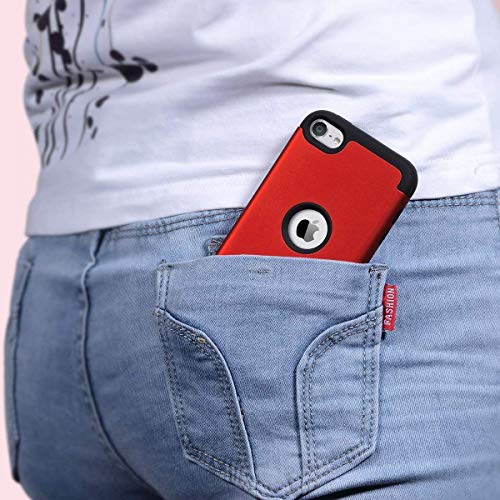ULAK Compatible with iPod Touch 7/6/5 Case, Heavy Duty High Impact Shockproof Protective Cover for Apple iTouch 5th/6th/7th Generation (Latest Model), Red+Black