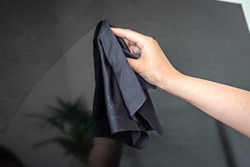 Ed Hicks 3 Large Premium Microfiber TV Screen Cleaning Cloths [12” x 12”] for Cleaner LCD LED OLED Screens, iPad, Laptop Computer | Storage Pouch | Chemical Free | Anti-Static | 1 Black 1 Blue 1 Grey