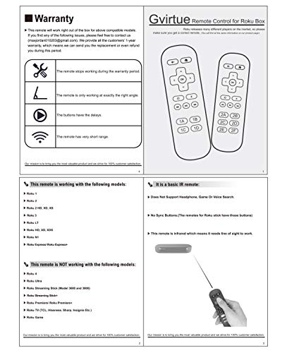 Gvirtue Remote Control Replacement for Roku Express, Roku Express+, Roku Box Model: Roku 1, Roku 2(HD, XD, XS), Roku 3, Roku LT, HD, XD, XDS, Roku N1