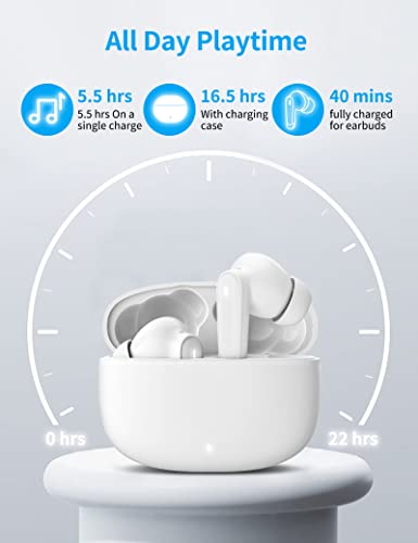 Wireless Earbuds 5.2 Bluetooth Headphones Deep Bass Noise Isolating Earphones with ENC Clear Call Microphone Touch Control IPX4 Sweat Resistant for iPhone 14 Pro Max Samsung S23 Ultra Google Pixel 7 6