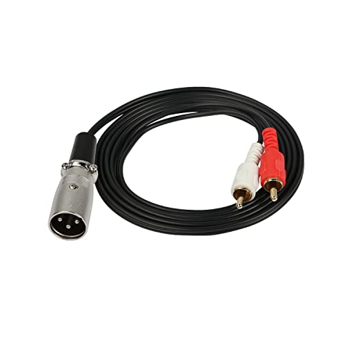 MEIRIYFA XLR Male to 2 Phono RCA Plug Adapter Y Splitter Patch Cable, XLR Male 3 Pin to Dual RCA Male Plug Stereo Audio Cable Connector(1.5M) (XLR Male to 2RCA)
