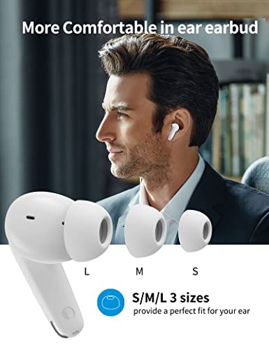 Wireless Earbuds 5.2 Bluetooth Headphones Deep Bass Noise Isolating Earphones with ENC Clear Call Microphone Touch Control IPX4 Sweat Resistant for iPhone 14 Pro Max Samsung S23 Ultra Google Pixel 7 6