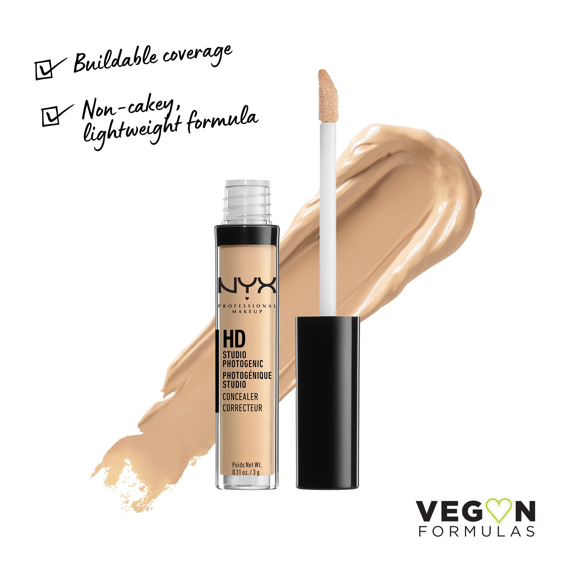 NYX PROFESSIONAL MAKEUP HD Studio Photogenic Concealer Wand, Medium Coverage - Beige