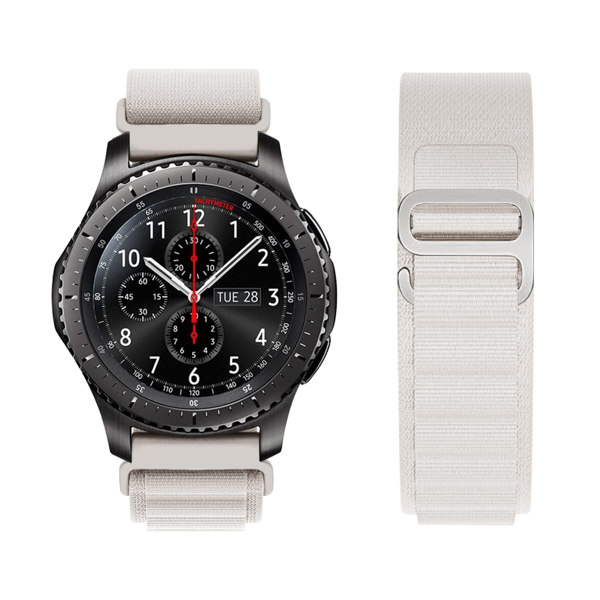 MroTech 22mm Nylon Band Compatible With Samsung Galaxy Watch 46mm (2019)/Watch 3 45mm/Gear S3 Frontier Band Replacement for GT/GT2/2e/GT3/GT4 Pro 46mm Strap for Men Women Alpine Starlight Beige