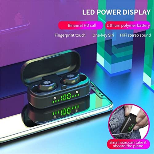 Wireless Earbuds Blue-Tooth 5.0 Earbuds Wireless Charging Case with LED Digital Display, Mini Stereo Headphones in-Ear Ear Buds Sport Headsets Running Headphones for All Smartphones (A)