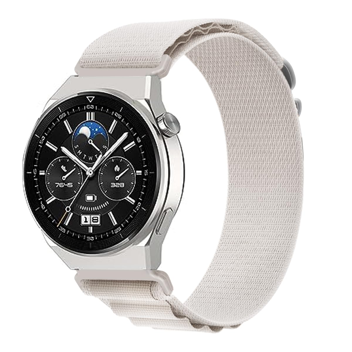 MroTech 22mm Nylon Band Compatible With Samsung Galaxy Watch 46mm (2019)/Watch 3 45mm/Gear S3 Frontier Band Replacement for GT/GT2/2e/GT3/GT4 Pro 46mm Strap for Men Women Alpine Starlight Beige