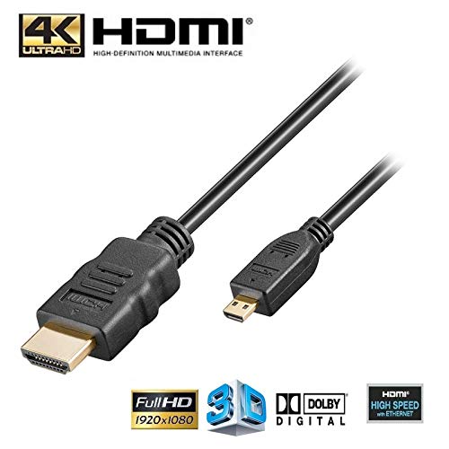 Master Cables Extra Long 10 Foot Micro HDMI HD Video Cable for Go Pro - Hero 3, Hero 4, Hero 5, Hero 5 Black, Hero 5 Session, All Hero 6 and All Hero 7, Hero Fusion and Hero 8