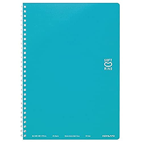 KOKUYO Spiral Lined Notebook, 10'' x 7'' Pastel Journal B5 Soft Ring Notebooks with Dot 6 mm Ruled, 40 Sheets, Light Blue 1 Subject Notebook, Note Taking for School. Japan Import (SU-SV301BT-LB)