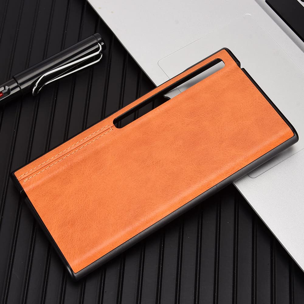 Kukoufey Case for Huawei Mate Xs 2, Retro PU Leather Ultra Slim Shockproof Case, Yellow
