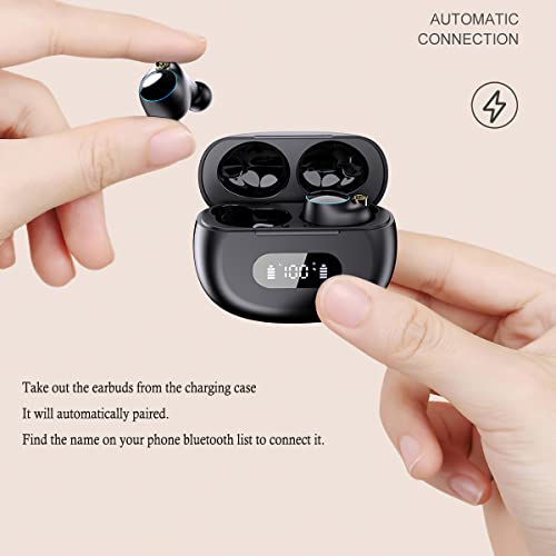 True Wireless Earbuds, Bluetooth 5.2 Headphones Waterproof Earphones in Ear Touch Control with Microphone Headset with Deep Bass Hi-Fi Stereo Sound TWS Earphones Headset for Sport, Work and Running
