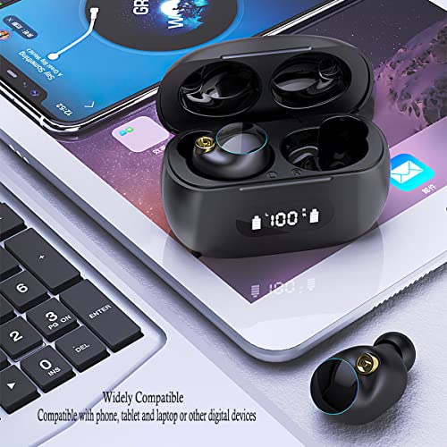 True Wireless Earbuds, Bluetooth 5.2 Headphones Waterproof Earphones in Ear Touch Control with Microphone Headset with Deep Bass Hi-Fi Stereo Sound TWS Earphones Headset for Sport, Work and Running