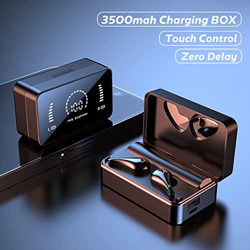 H3S Bluetooth 5.0 Wireless Earbuds IPX7 Waterproof TWS 9D HiFi Stereo Headphones in Ear Built in Mic Headset with 3500mAh Power Bank Mirror