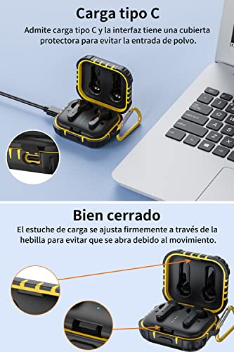 Kingstar Waterproof Earbuds Wireless Headphones for iPhone Android, in-Ear True Bluetooth Earbuds with Microphone Touch Control Auto Pairing True Shockproof Dockproof Blue Tooth Ear Buds for Sport