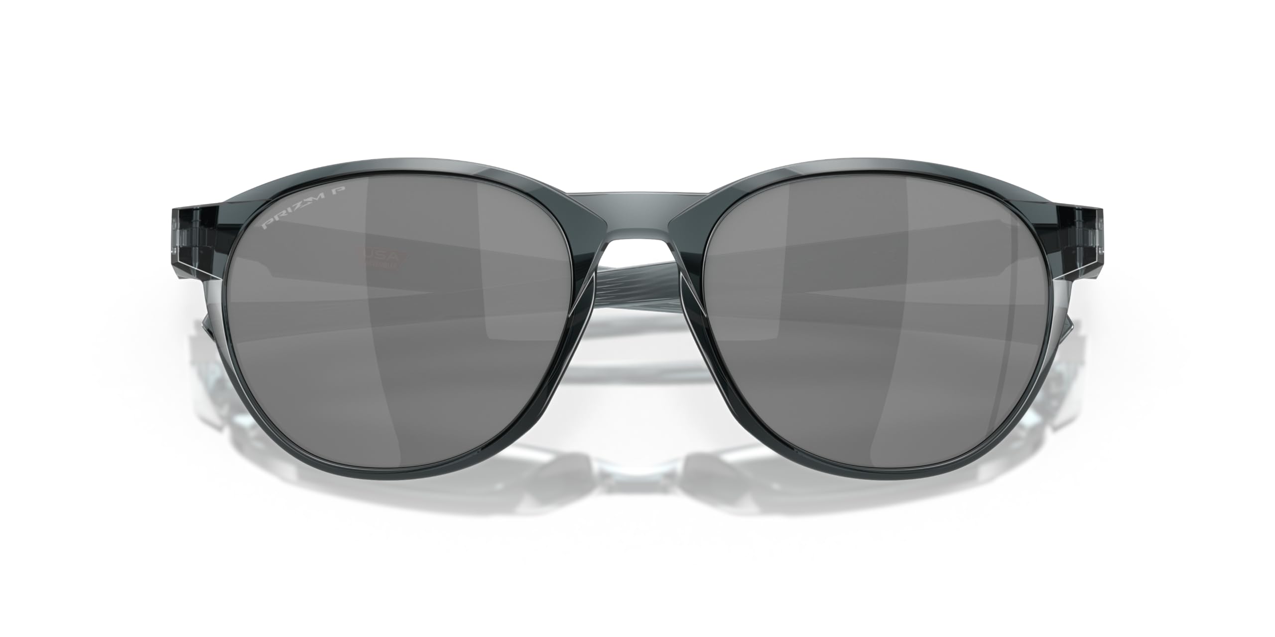 Oakley Men's OO9126 Reedmace Round Sunglasses, Crystal Black/Prizm Black Polarized, 54 mm