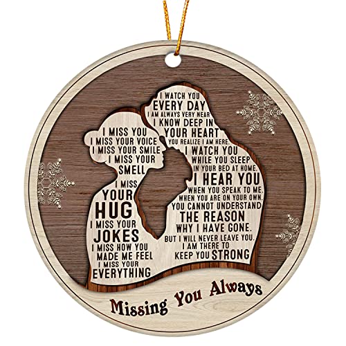HYTURTLE My Love in Heaven Circle Ornaments, I Miss You Missing Always Circle Ceramic Ornament, Gifts for Loss of Husband, Memorial Husband in Heaven Ornament Gift for Widow On Christmas, 3' Inch