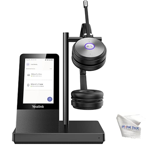 Global Teck Worldwide GTW Yealink WH66 Duo Stereo Teams Certified DECT Headset, Connects to Deskphone, PC/Mac, Softphones - Works with Teams, Zoom, RingCentral, 8x8, Vonage, with Microfiber Included