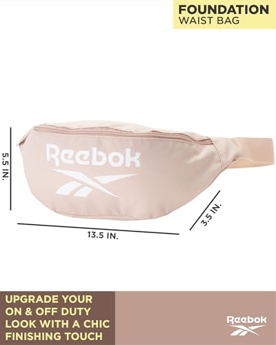 Reebok Fanny Pack - Lightweight Stylish Crossbody Waist Belt Bags for Women and Men with Adjustable Strap, Light Brown Foundation