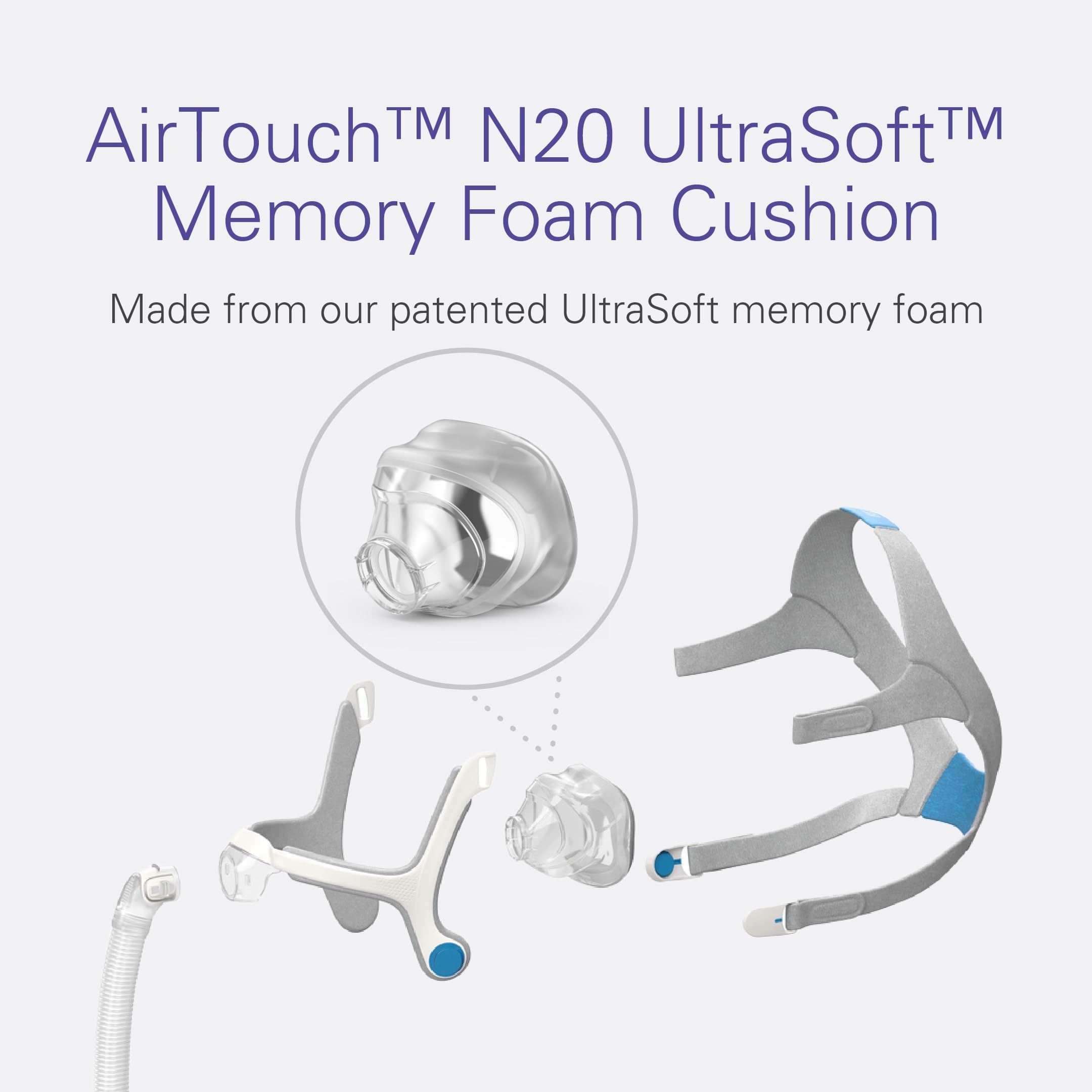 ResMed Airtouch N20 Cushion - CPAP Nasal Mask with Memory Foam Cushion & Magnetic Clips - Premium CPAP Part - Small