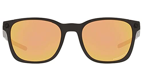 Oakley Men's OO9018 Ojector Square Sunglasses, Polished Black/Prizm Rose Gold Polarized, 55 mm