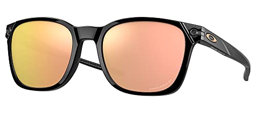 Oakley Men's OO9018 Ojector Square Sunglasses, Polished Black/Prizm Rose Gold Polarized, 55 mm