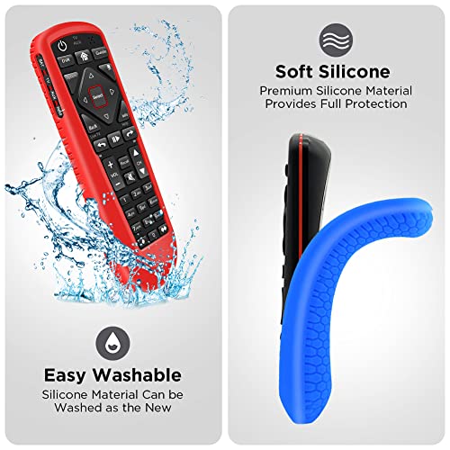 2 Pack Case for Dish Network Remote 52.0/54.0, Silicone Cover for Dish TV Remote Controller Skin Protective Universal Replacement Rubber Sleeve Protector(Red,Blue)