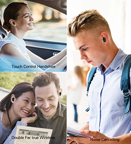 True Wireless Earbuds Langsdom X7 Mini Bluetooth 4.2 Headphones in-Ear Noise Isolating Earphones with Mic Smart Touch Control and Portable Charging Box for Samsung and More