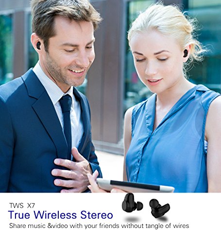True Wireless Earbuds Langsdom X7 Mini Bluetooth 4.2 Headphones in-Ear Noise Isolating Earphones with Mic Smart Touch Control and Portable Charging Box for Samsung and More