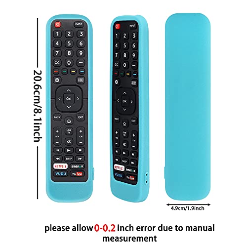CHUNGHOP Protective Silicone Remote Case for Hisense EN2A27 ERF2K60H EN2H27B EN2H27HS EN2H27D ER-31607R ER-22655HS Cover Kids-Friendly Shockproof Anti-Lost Washable with Lanyard(Glow in Dark Blue)