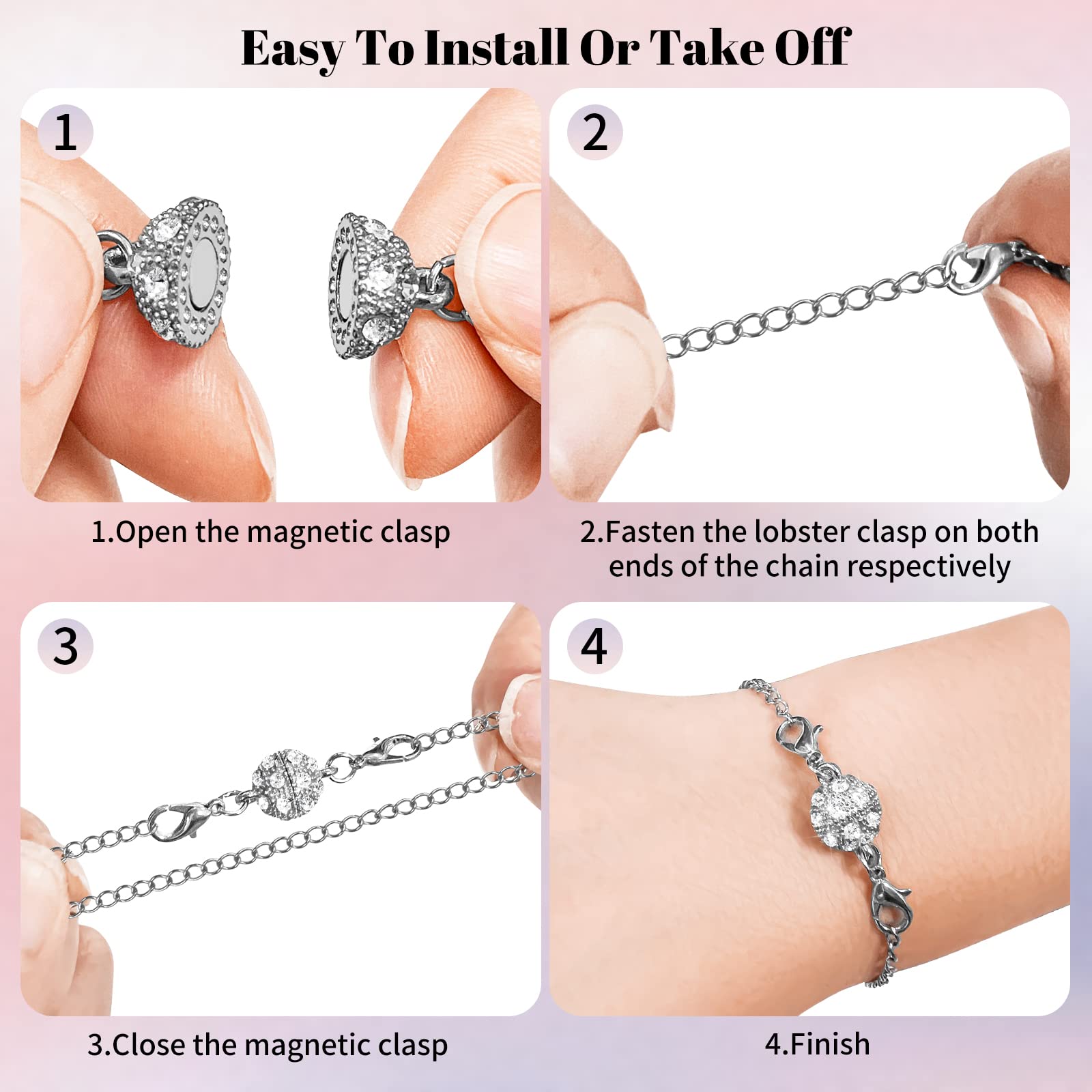 Beinhome 22Pcs Magnetic Jewelry Clasps and Necklace Extenders Gold Silver, Multiple Sizes and Styles Chain Extenders Magnetic Clasps