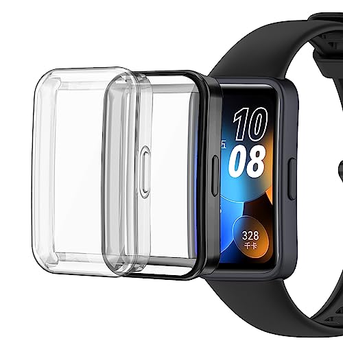2 Pack NOOETAH TPU Sceen Protector Case Cover Compatible for Band 9/Band 8 (Black+Clear)