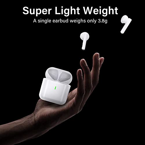 Wireless Earbuds Bluetooth 5.1 Headphones 30H Playtime in-Ear Hi-Fi Stereo Sound Noise Cancellation Mic IPX7 Waterproof Headset for iPhone/Samsung/Android/PC White