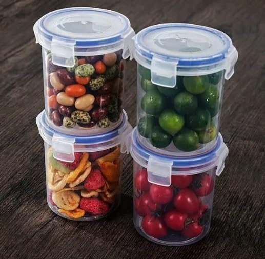 Overnight Oats Container with Lids (pack of 4) 17 oz Plastic Jar with Lid Container Portable Cereal and Milk Storage Jars Vegetable and fruit Salad Storage