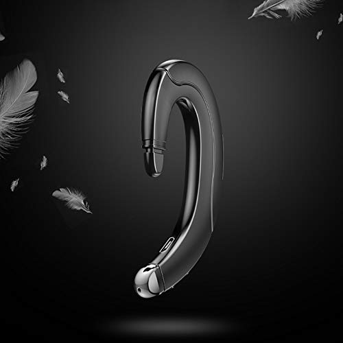 Heave Bluetooth Headset with Mic,Bone Conduction Ear Hook Earphone Wireless Bluetooth V5.0 Stereo Headphones,Lightweight & 10 Hours Playtime Black