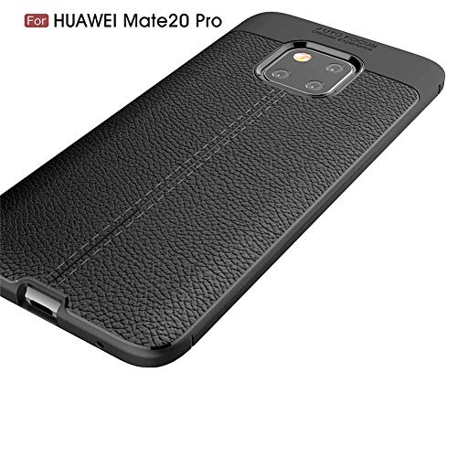 Beovtk Compatible with Huawei Mate 20 Pro case, Silicone Leather[Slim Thin] Flexible TPU Protective Case Shock Absorption Carbon Fiber Cover for Huawei Mate 20 Pro (Navy)