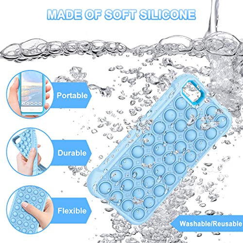 Lamcase for iPod Touch 7/6/5 Case, Push Pop Bubble Stress Relief Cute Funny Design Soft Silicone Three Layer Shockproof Protective Girls Women Cover for iPod Touch 5/6/7th Generation, Blue