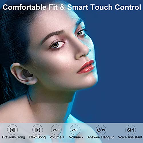 NYANDU True Wireless Earbuds Bluetooth 5.2 Headphones with Charging Case, Touch Control Earphones with 60H Playtime, Mics Noise Reduction, IPX5 Waterproof, USB C, for Sports Home Office - Black