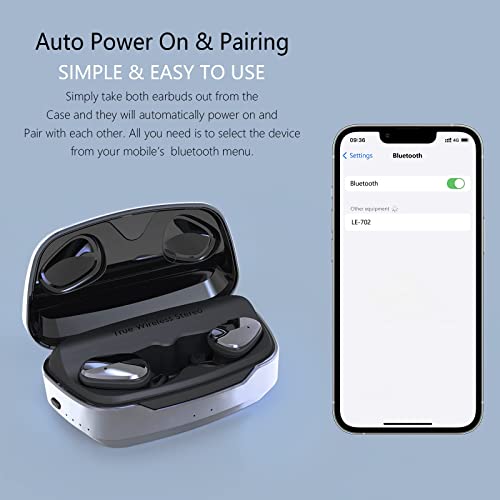 Wireless Earbuds Bluetooth, Wireless Headphones Bluetooth Earbuds with Earhook, Sport Earbuds with Microphone, Noise Reduction, IPX5 Waterproof, Fast Charging Case for Outdoor Running Workout (Black)
