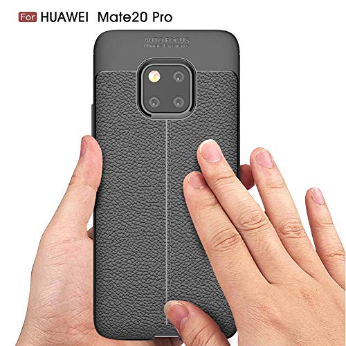 Beovtk Compatible with Huawei Mate 20 Pro case, Silicone Leather[Slim Thin] Flexible TPU Protective Case Shock Absorption Carbon Fiber Cover for Huawei Mate 20 Pro (Navy)