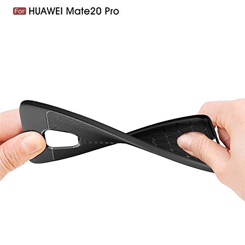 Beovtk Compatible with Huawei Mate 20 Pro case, Silicone Leather[Slim Thin] Flexible TPU Protective Case Shock Absorption Carbon Fiber Cover for Huawei Mate 20 Pro (Navy)