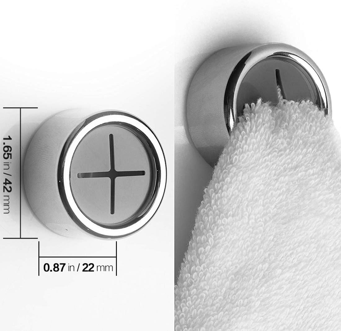 Eiqer 4 Pack Kitchen Towel Holder, Self Adhesive Wall Dish Towel Hook, Round Wall Mount Towel Holder for Bathroom, Kitchen and Home, Wall, Cabinet, Garage, No Drilling Required