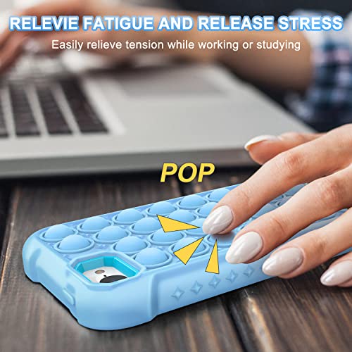 Lamcase for iPod Touch 7/6/5 Case, Push Pop Bubble Stress Relief Cute Funny Design Soft Silicone Three Layer Shockproof Protective Girls Women Cover for iPod Touch 5/6/7th Generation, Blue
