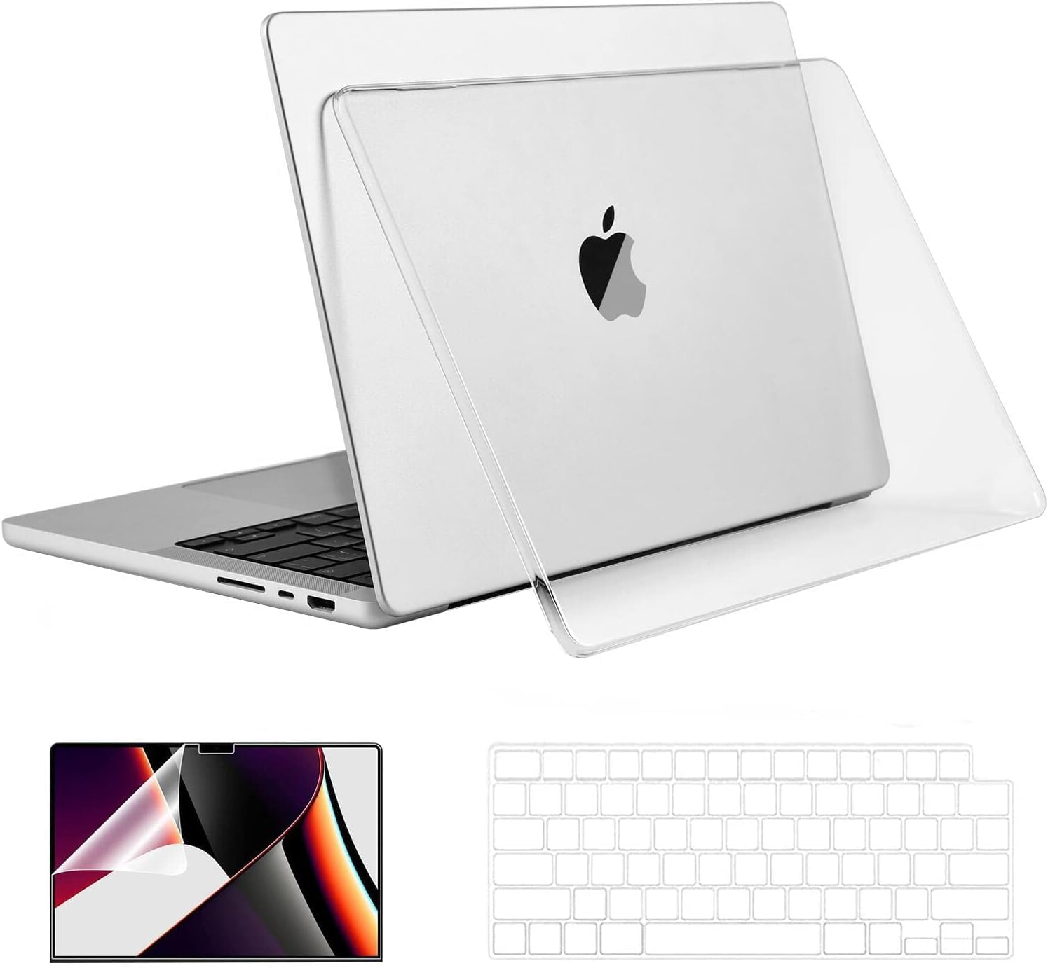 EooCoo Hard Case Clear Compatible for Newest MacBook Pro 16 Inch Case Release 2023 2022 2021 Model M2 A2780 M1 Pro M1 Max A2485 with Keyboard Cover, Screen Protector - Crystal Clear