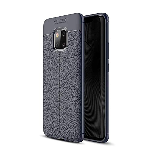 Beovtk Compatible with Huawei Mate 20 Pro case, Silicone Leather[Slim Thin] Flexible TPU Protective Case Shock Absorption Carbon Fiber Cover for Huawei Mate 20 Pro (Navy)