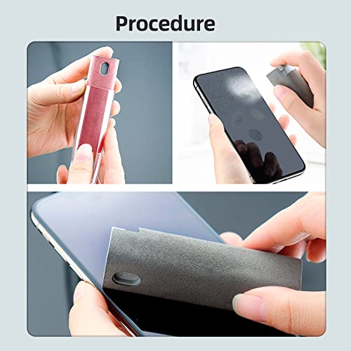 2 PCS Phone Screen Cleaner Eye Glasses Lens Cleaner Touchscreen Mist Cleaner, for All Phones, Laptop and Tablet Screens,Two in One Spray and Microfiber Cloth（No Liquid）