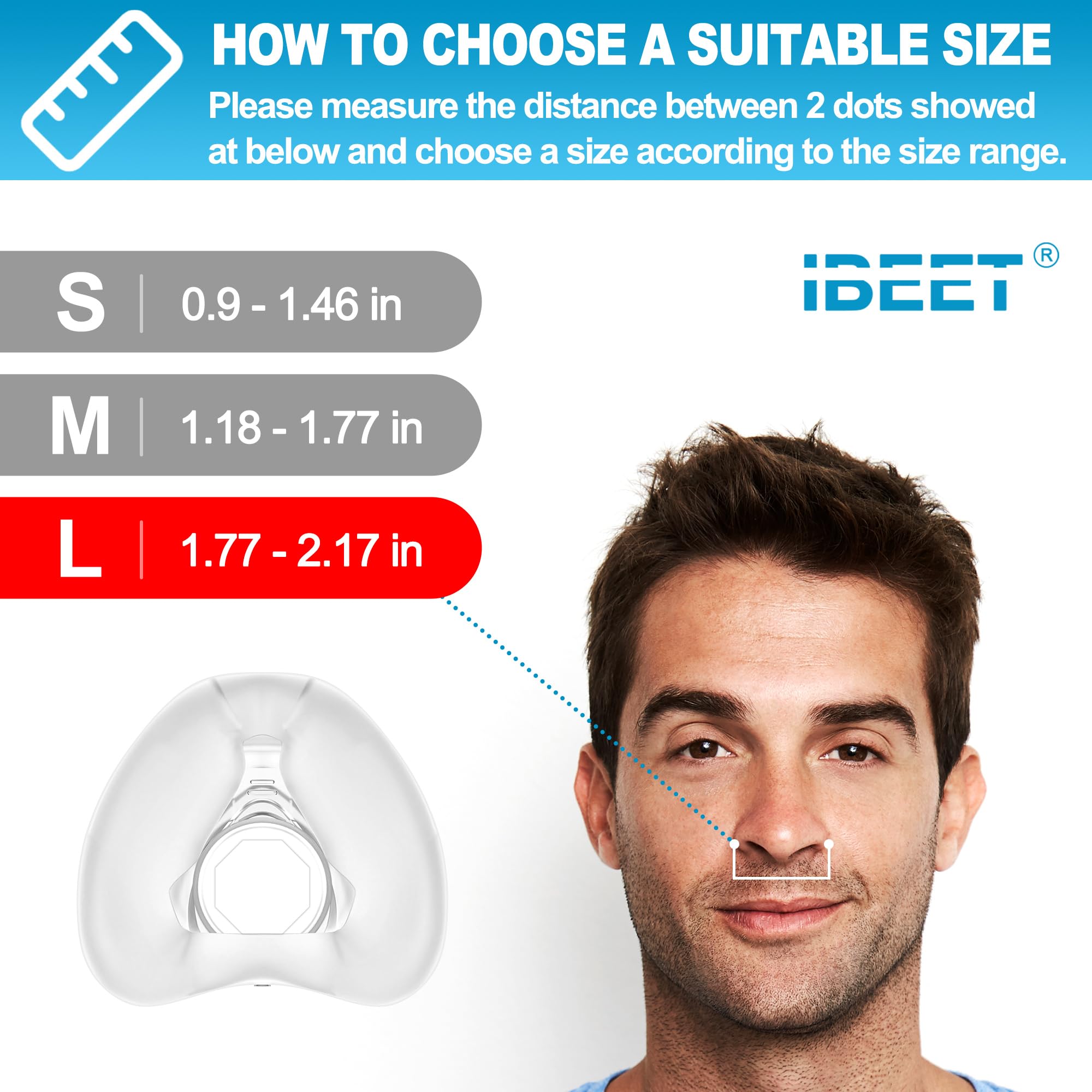 2PCS Replacement Cushion (Large) for Wisp - Cosy Fit for Secure Seal, IBEET Replacement Nasal Supplies, Large
