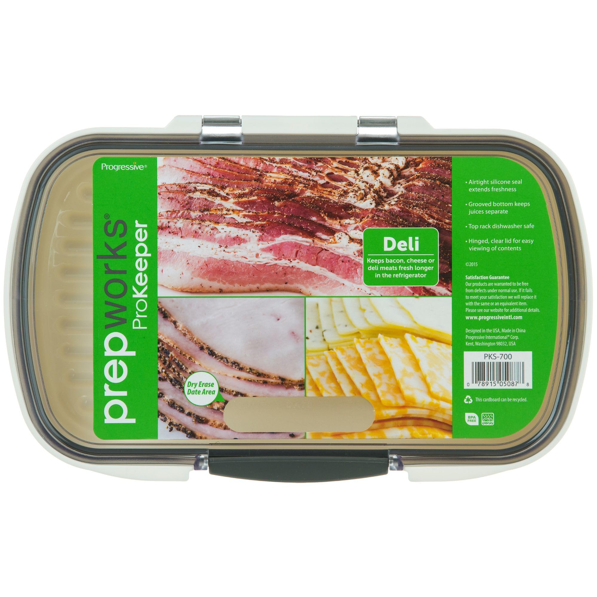 Prepworks Deli ProKeeper Air Tight Silicone Sealed Food Storage Container with Clear Dry Erase Compatible Lid, 11.75 Inches Long